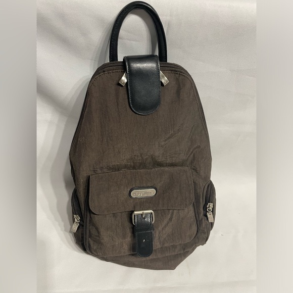 Baggallini | Bags | Baggallini Mini Backpack Purse Brown With Red Liner ...